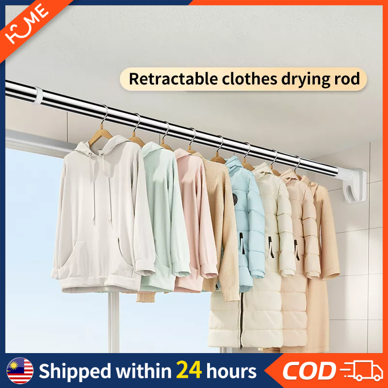 Stainless Steel Adjustable Curtain Rod drying rack Cloth Rail Anti-slip ...