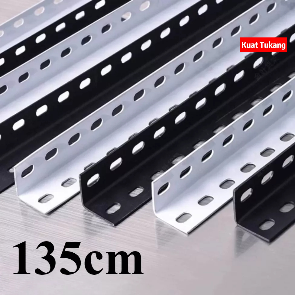 Besi Rak Lubang 135cm / Slotted Angle Bar / Shelf Shelves DIY ...