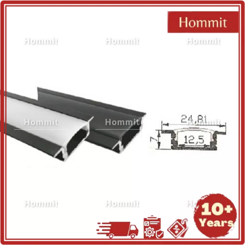 1M Black coated aluminium LED Strip U Channel / Profile Track Recess ...