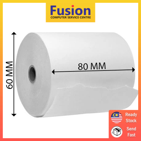 Thermal Paper Roll / Receipt Paper Roll - 80mm x 60mm (Per Roll ...