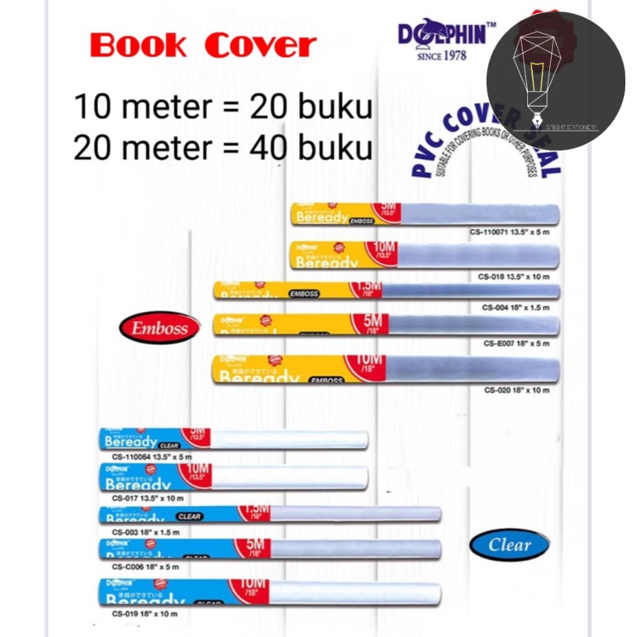Dolphin Beready Book Cover 10 meter Book / Cover / Wrapper / Pembalut ...