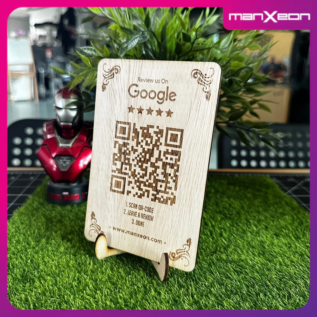 Signage Google Review 5 stars Laser Engrave Wood Sign Online Local ...