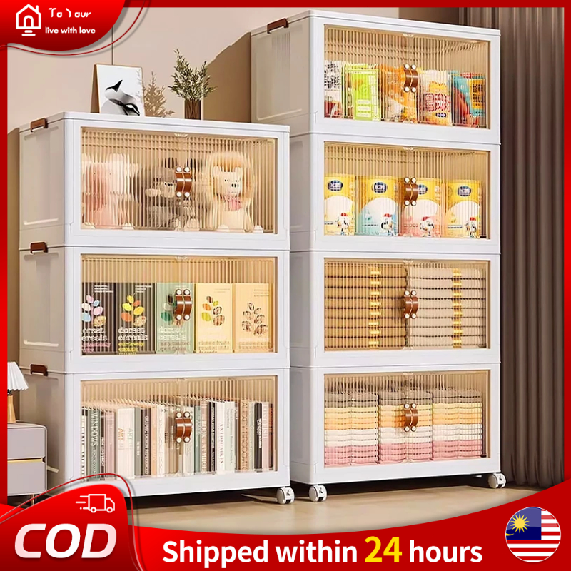 THE 1/2/3/4/5 Layers Multipurpose Double Sided Opening Storage Cabinet Foldable/Stackable ...