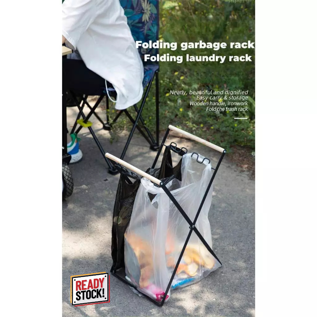 Foldable Garbage Frame Rack Portable Tong Sampah Camping trash rack ...