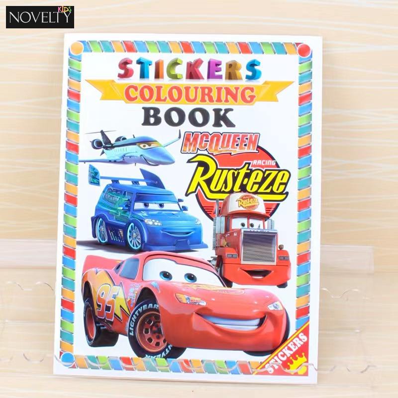 Cars Mcqueen Sticker & Coloring Book A4 | Kindergarten Sticker Coloring ...