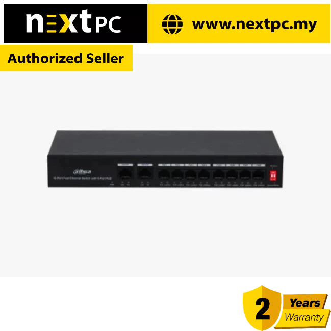 Dahua 10 Port Unmanaged Fast Ethernet Desktop Switch With 8 Port Poe Shopee Singapore