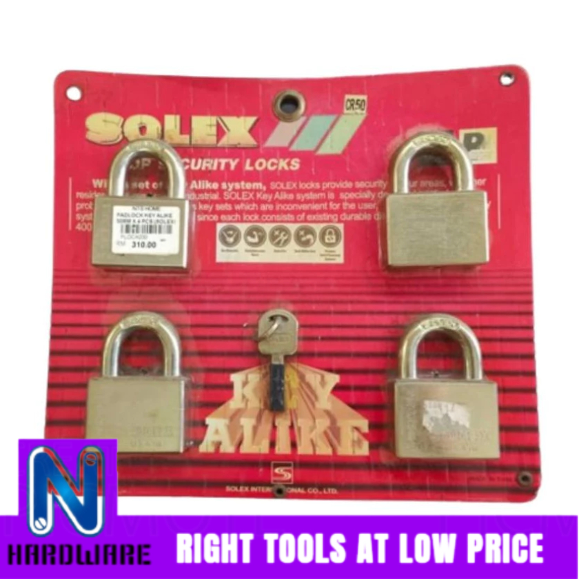 SOLEX CR40 / CR50 HEAVY DUTY PADLOCK SET (KEY-ALIKE) | Shopee Singapore
