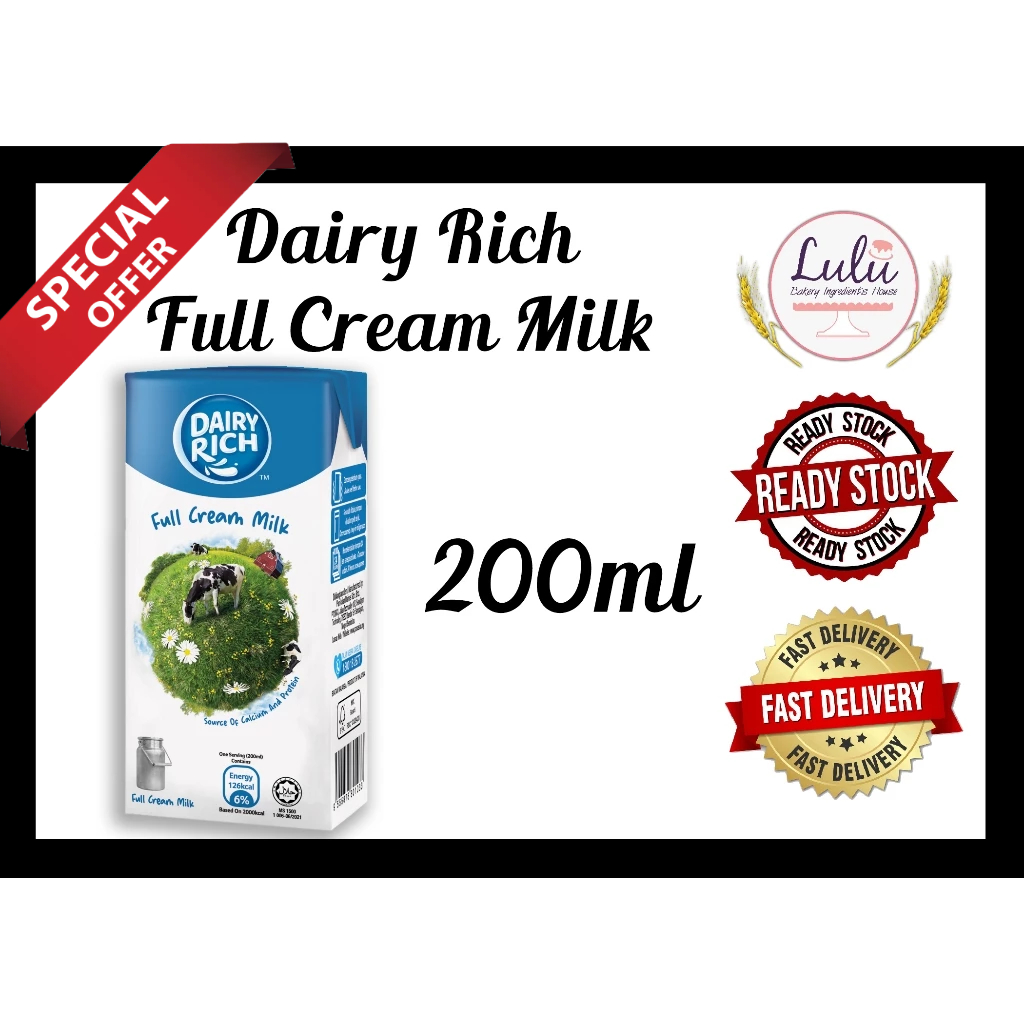 DAIRY RICH UHT MILK FULL CREAM 200ML/ EXP:19.01.2025 | Shopee Singapore