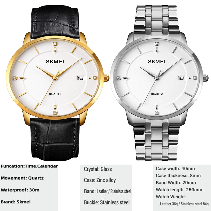 Skmei Men's Quartz Calendar Bracelet Watch Luxury Stainless Steel ...