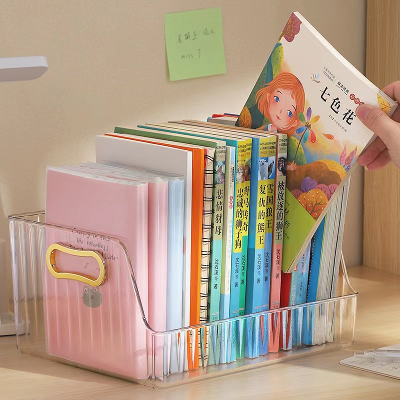 Corrugation Book Organizer Box Transparent Plastic Book Storage Box Toy ...