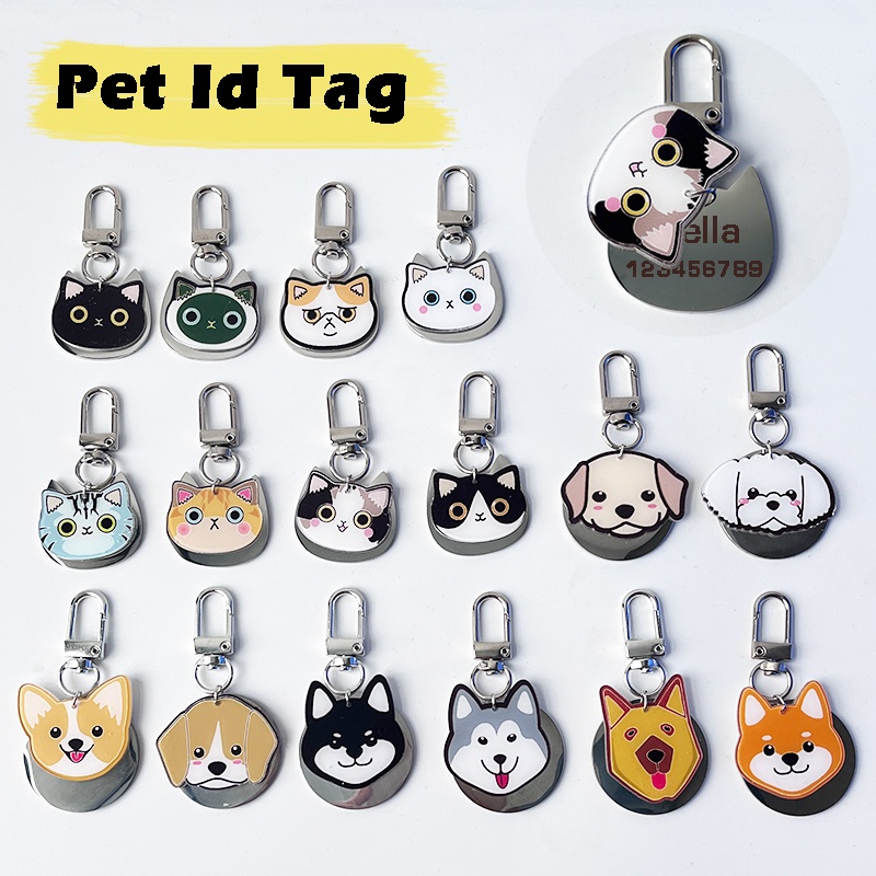 Pet Acrylic Tag 3cm Stainless Steel Dog Name Tag Cat Collar Customized ...