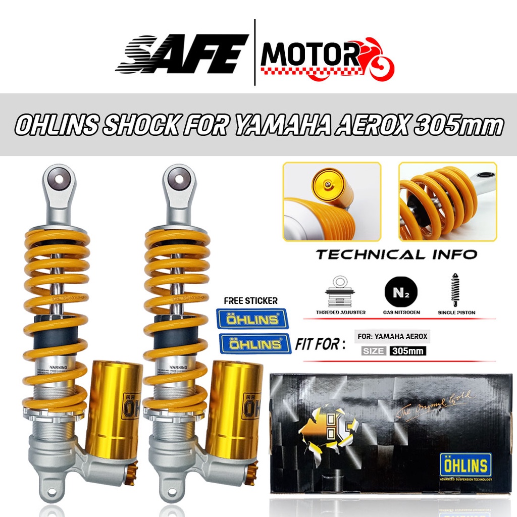 Ohlins Rear Shock Gas Absorber 305MM For Nmax v2/Aerox V1V2 with Bolts ...