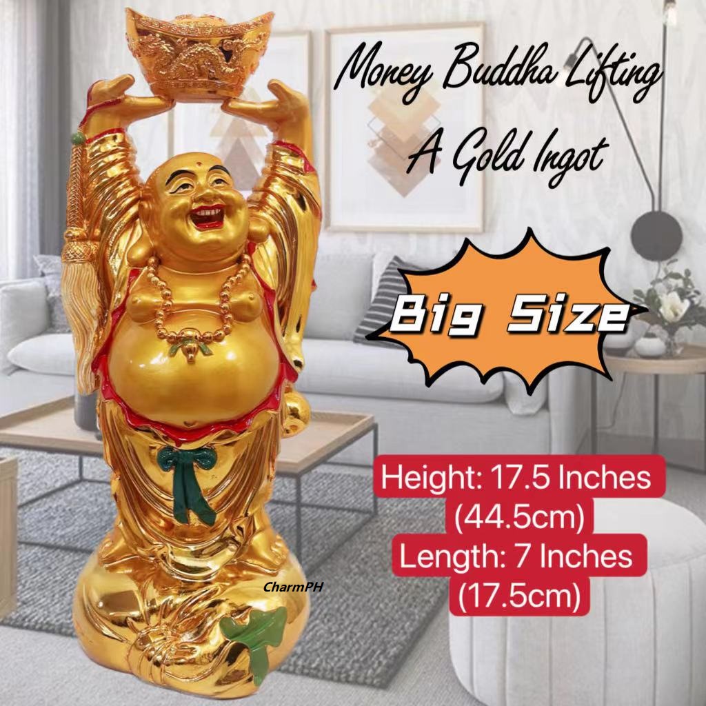 Fengshui Money Buddha Laughing Buddha Lifting A Gold Ingot | Shopee ...