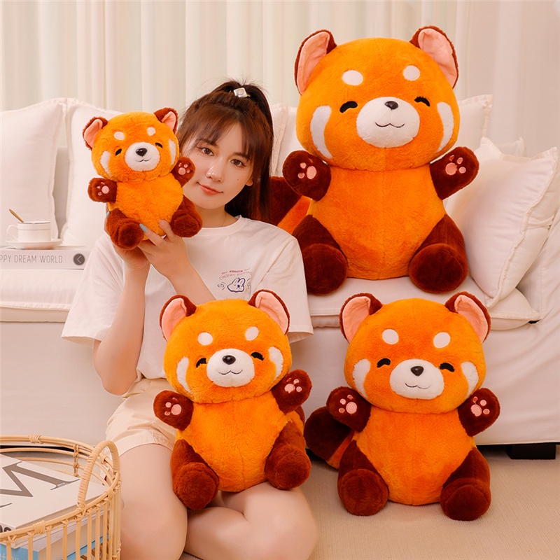New Stuffed Anime Figure Doll Turned Red Panda Plushie Doll Fluffy Hair ...