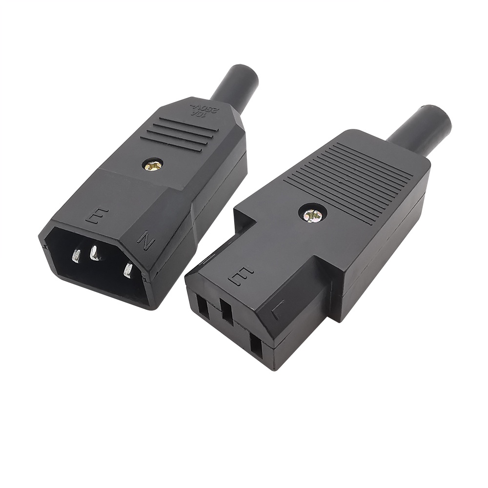 10A 250V Black IEC C13 C14 female&male Plug Rewirable Power Connector 3 ...