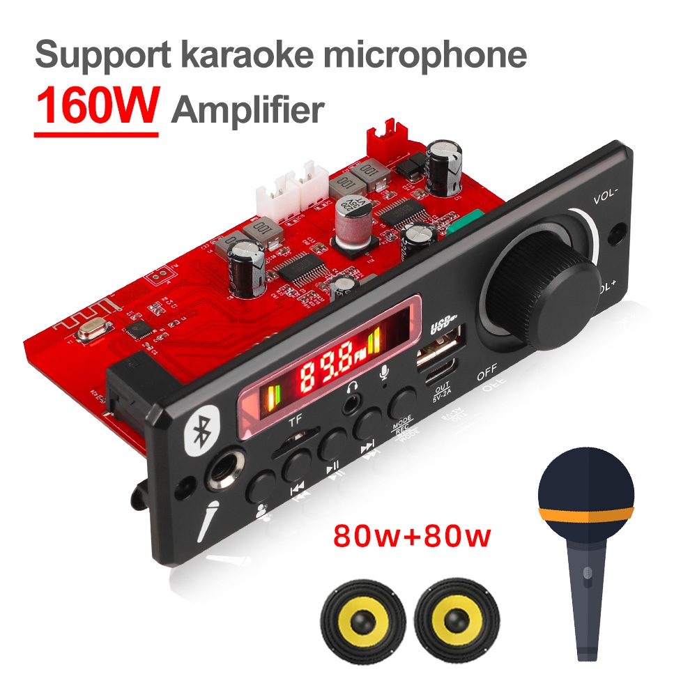 2*80W 160W Amplifier Bluetooth MP3 Decoder Board 12V DIY MP3 Player Car ...