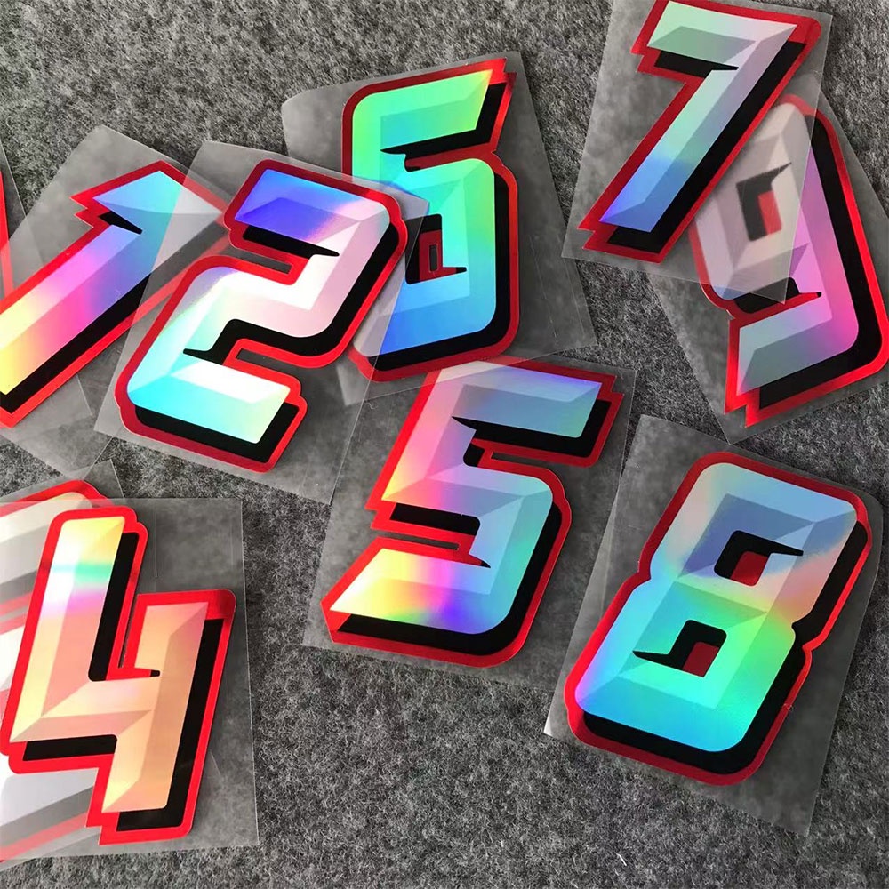 Laser Motorcycle Racing Number Sticker DIY Modified Reflective Sticker ...
