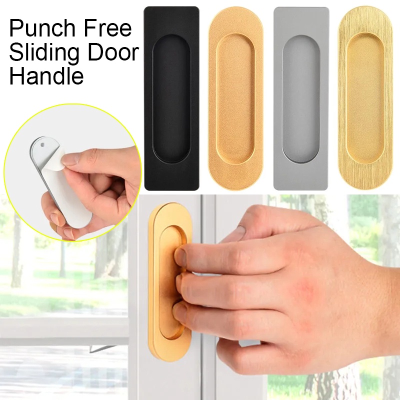1pcs Punch Free Sliding Door Handle Cabinet Aluminum Alloy No Punching ...