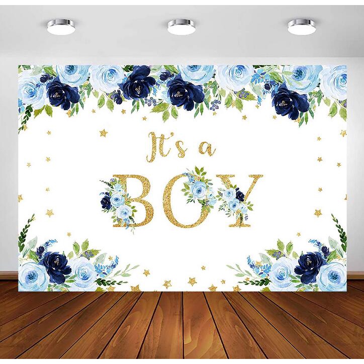 Navy Blue Baby Shower Backdrop for Boy's Baby Shower Party Decorations ...