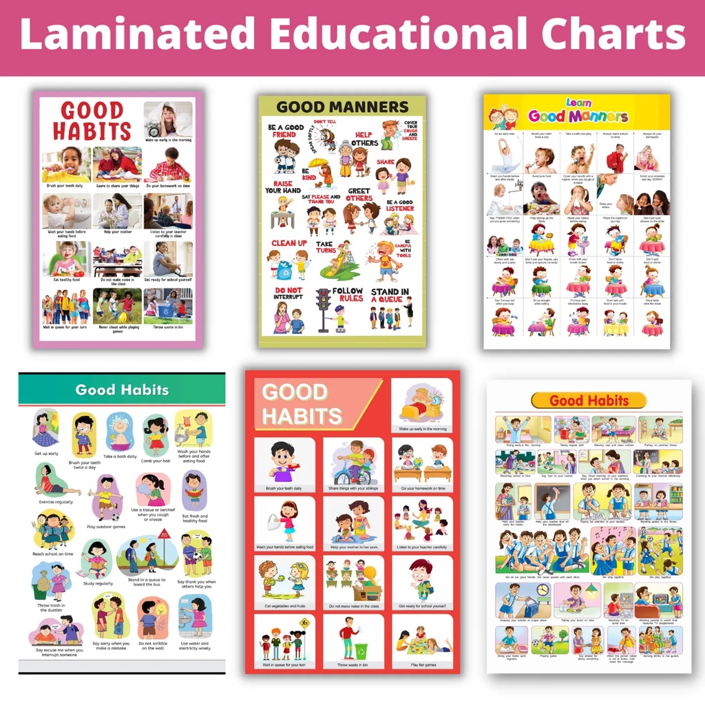Good Manners, Healthy Habits, Good Habits, Laminated Educational Charts ...