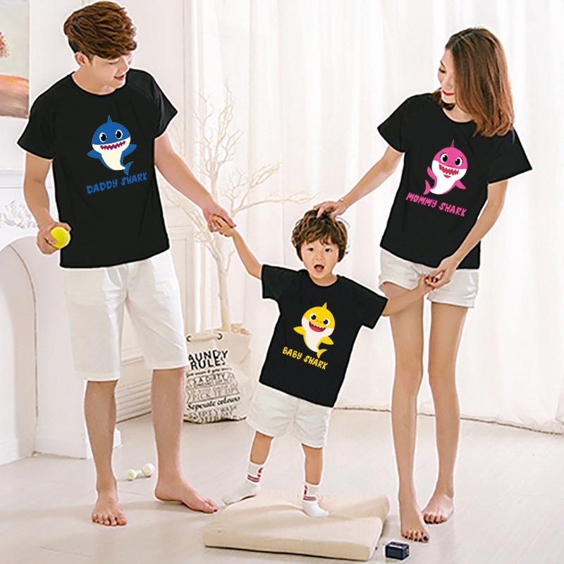 Cartoon Baby Shark Mommy/Daddy Shark Family Matching Shirts Summer ...