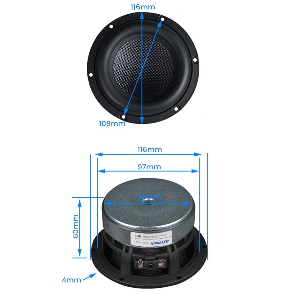 AIYIMA 1Pcs 4 Inch Subwoofer Speaker Unit HIFI 4 8 Ohm 80W Long Stroke Glass Fiber Woofer ...