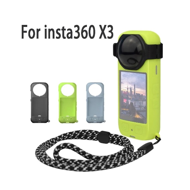 For Insta360 X3 Body Silicone Protective Case Lens Guards Protection ...
