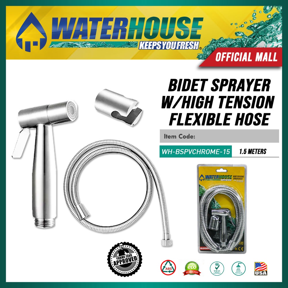 Waterhouse Chrome PVC Bidet Sprayer W/ High Tension Flexible Hose 1 ...