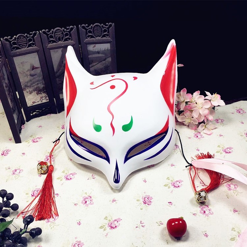 Fox Mask Japanese Anime Cosplay Masks Kabuki Kitsune Masks Half Face ...