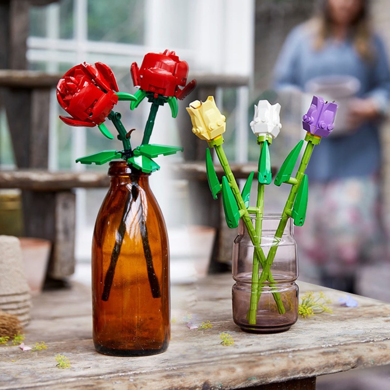 Building Block Rose Flower Sunflower Tulip Compatible with LEGO Flower ...