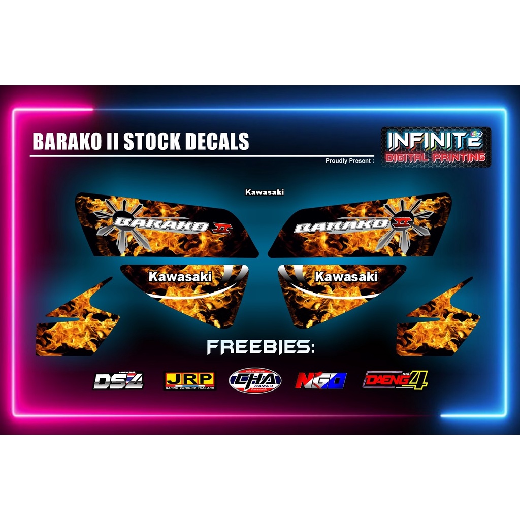 Kawasaki Barako 2 Flame Design Sticker Decals ( with freebies ...