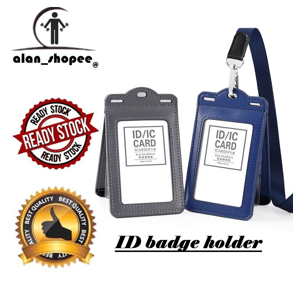 New PU Leather ID Holder with Clear ID Window and Card Slot for Badge ...