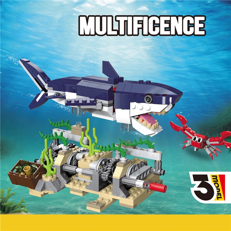 3in1 Shark Squid Anglerfish Crab Building Blocks Deep Sea Creatures ...