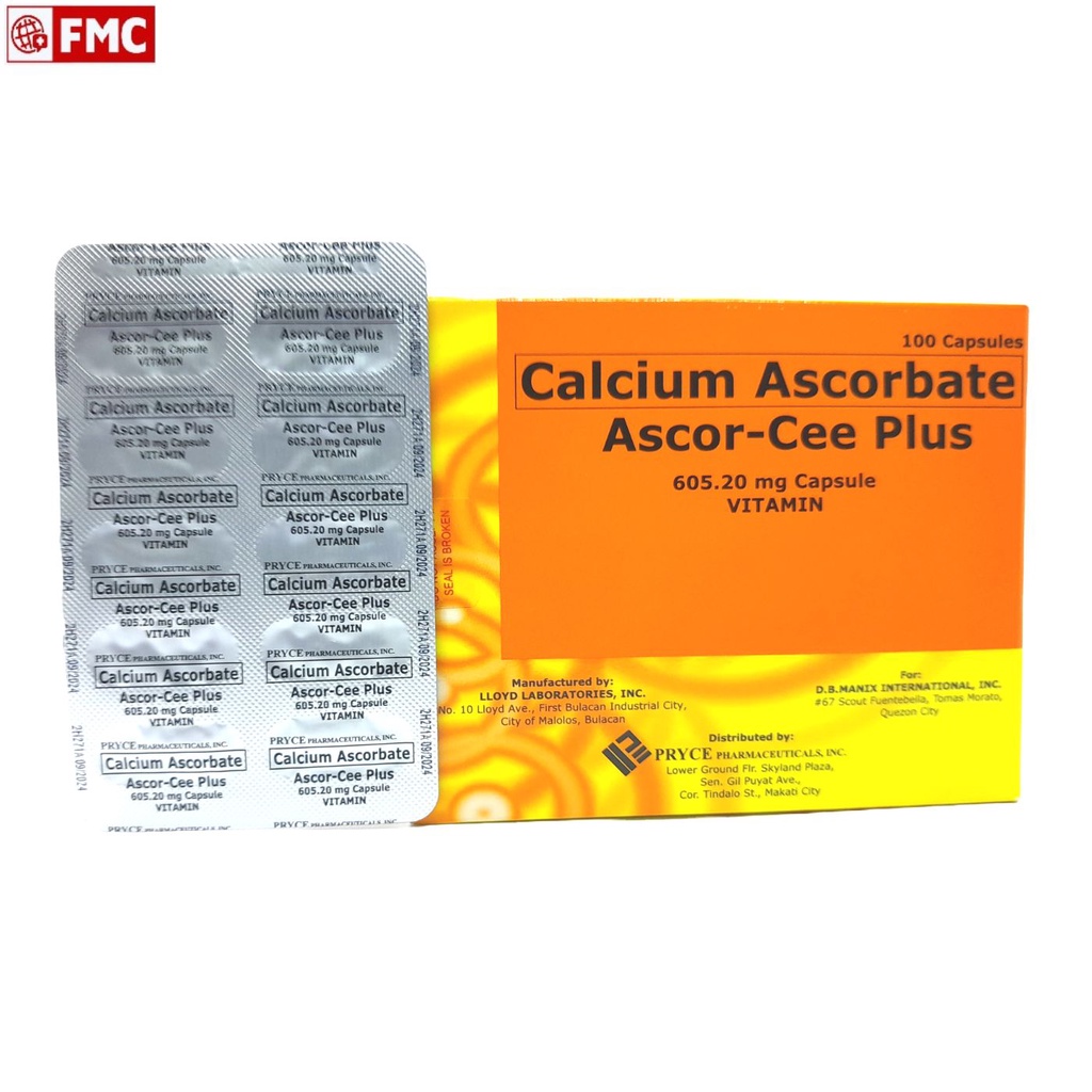 Ascor-Cee Plus (Calcium Ascorbate) Capsule 100's Vitamin C for Adults ...