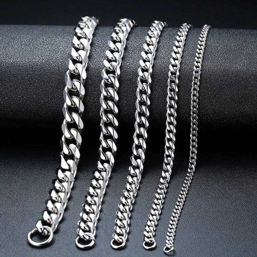Width 3/5/7/9MM Hip Hop Cuban Link Stainless Steel Chains Necklace for ...