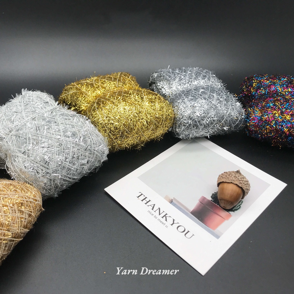 10 Colors Gold & Silver Glitter Yarn Fancy Crochet yarn Hand Knitting ...