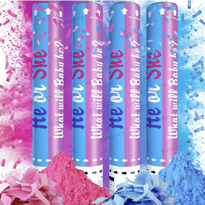 30cm Color smoke baby gender reveal powder confetti cannon blue/pink ...