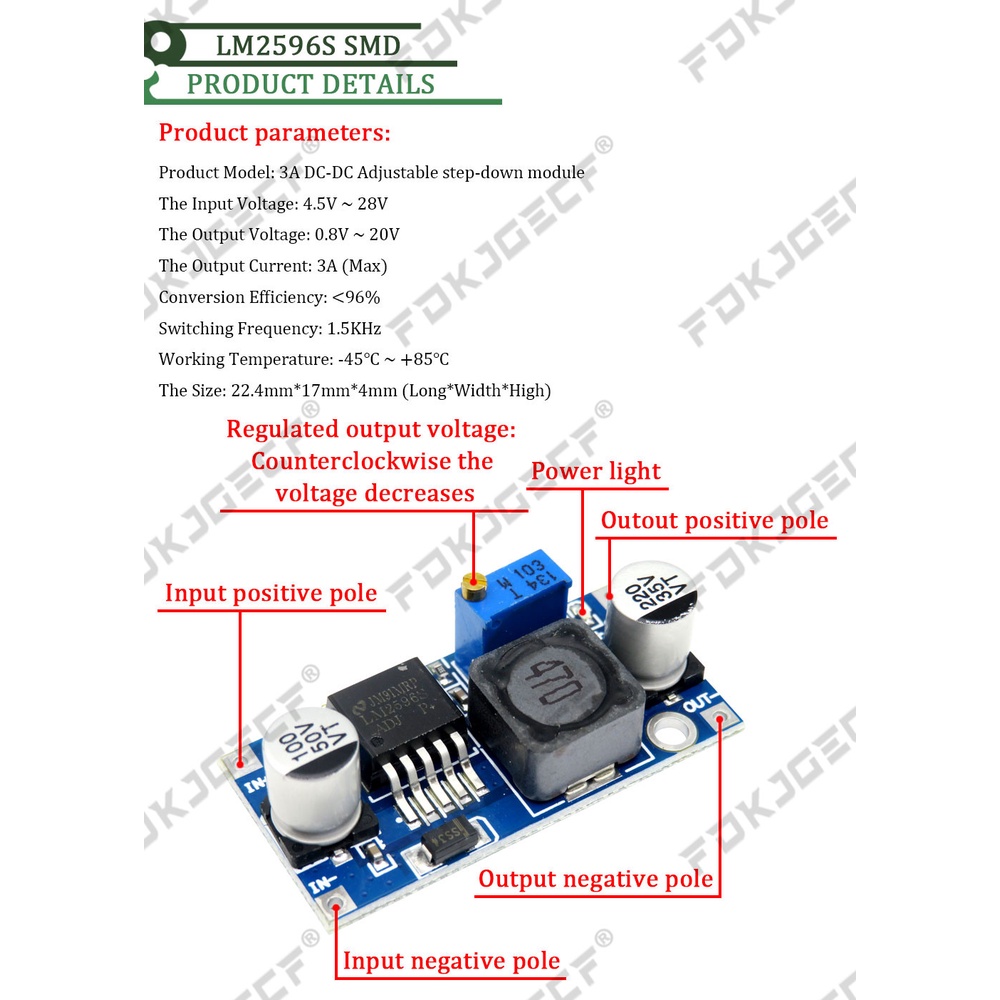 LM2596S DC-DC step-down power supply module 3A adjustable step-down ...