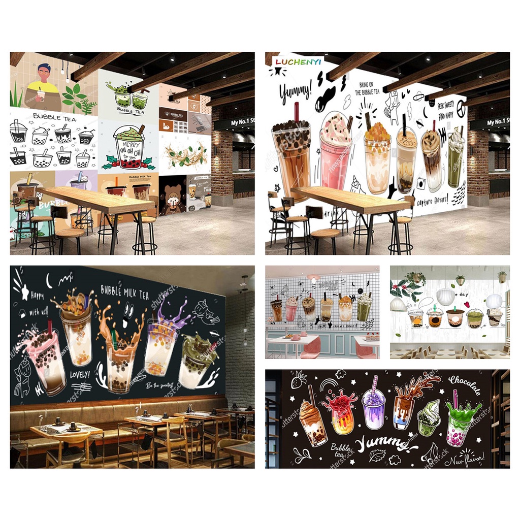 Custom Size Bubble Tea Beverage Stickers Cafes Tea Bars Restaurant Self ...