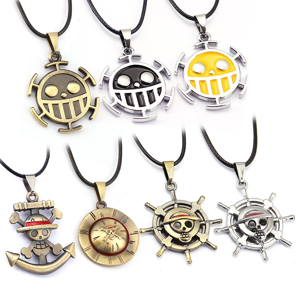 Anime One Piece Necklace Luffy Skull Shanks Pirate Flag Ace Leather ...