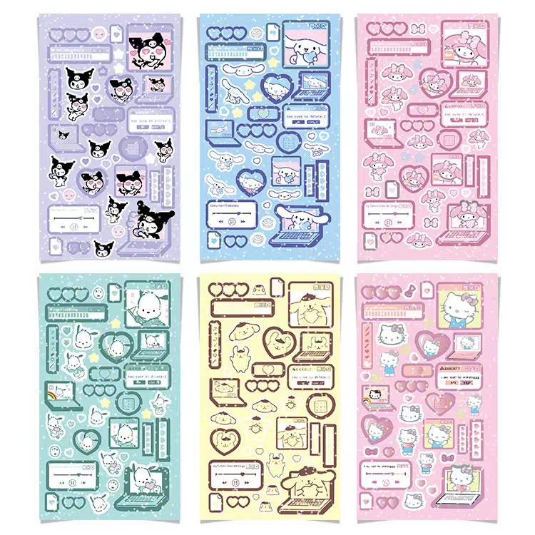 Sanrio Stickers Cartoon Laser Sticker Korea Stationery Goo Card DIY ...