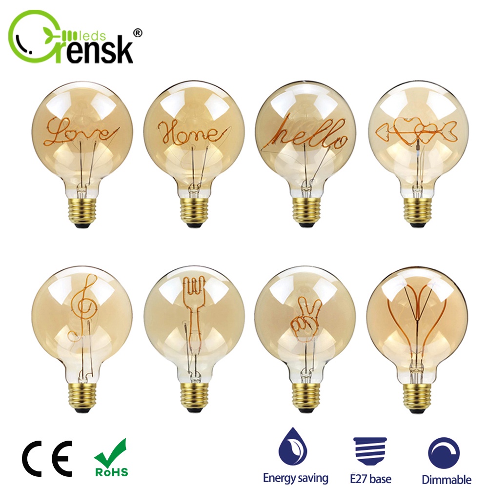 Led Edison Bulbs Vintage E27 Filament Globe Bulb Retro G125 Creative ...
