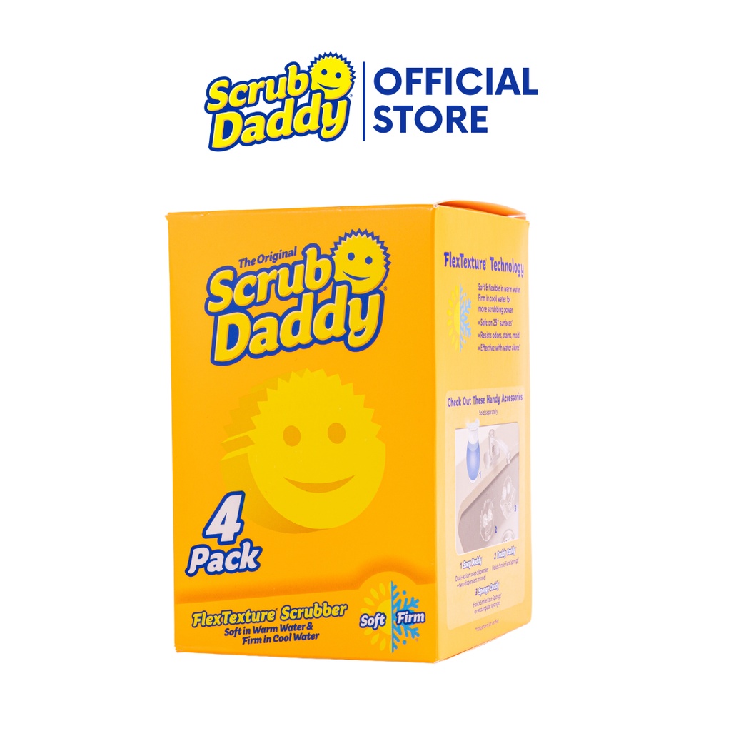 Scrub Daddy FlexTexture Scrubber Sponge (4CT PACK) - YELLOW | Shopee ...