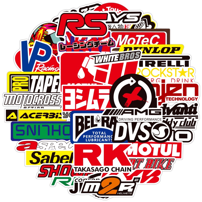 50PCS JDM modified car helmet racing DIY bomb logo sticker PVC ...