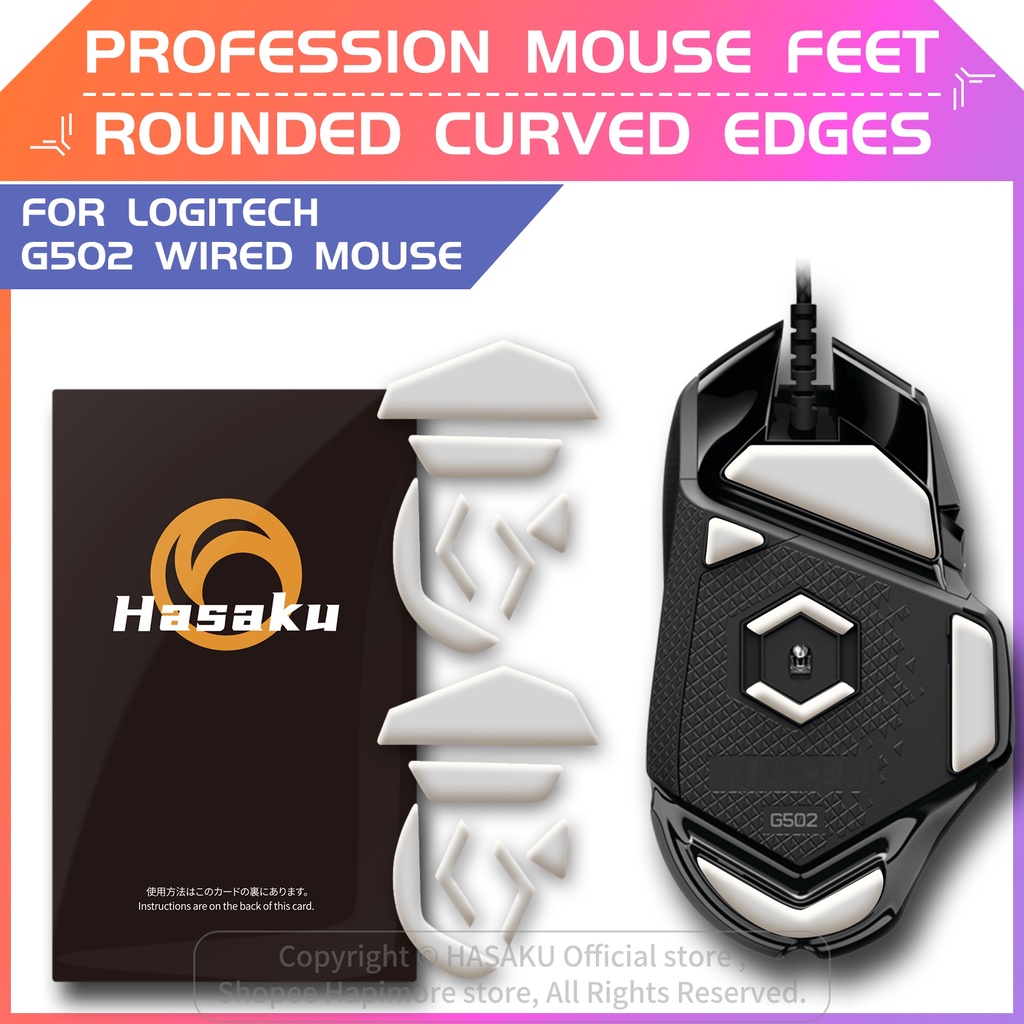 2Sets HASAKU Rounded Curved Edges Gaming Mouse Feet Skates for Logitech ...