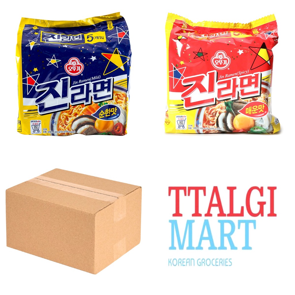 Authentic Ottogi Jin ramen Mild and Spicy Flavor & Assorted 1BOX ( 120g ...