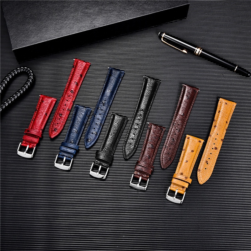 Ostrich Pattern Watch Strap Genuine Leather Watchbands 18mm 19mm 20mm ...