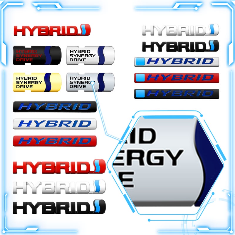 3D Metal Car Sticker Hybrid Synergy Drive Logo Emblem Rear Trunk Badge ...