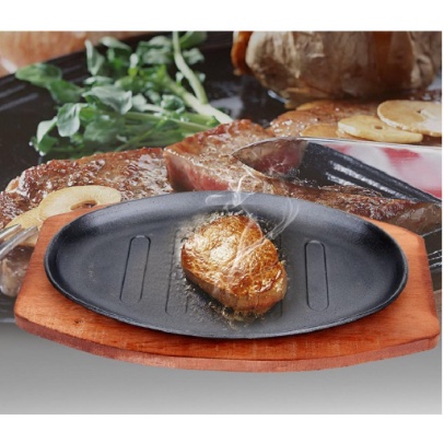 SIZZLING PLATE WITH WOODEN BASE / SIZZLING PLATE ROUND CAST IRON ...