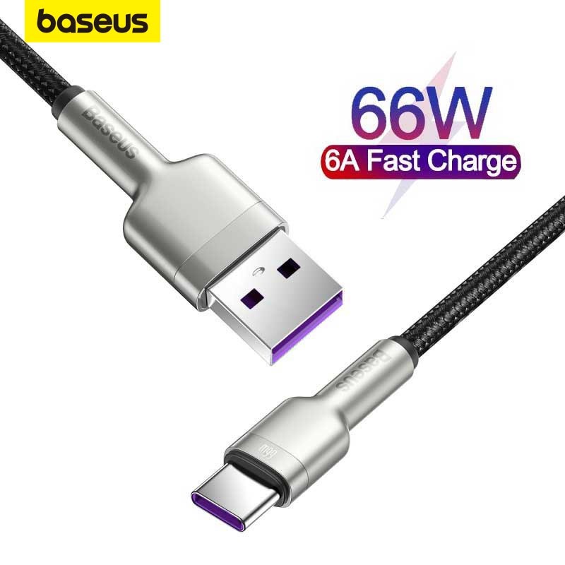 Baseus 6A USB To Type-C Data Cable 66W USB-C Fast Charge For Huawei Mate 40 Pro P30 Pro Supports ...